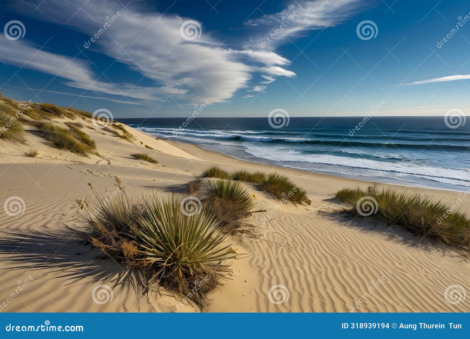 A Landscape Where Desert Meets with the Ocean Stock Photo - Image of ...