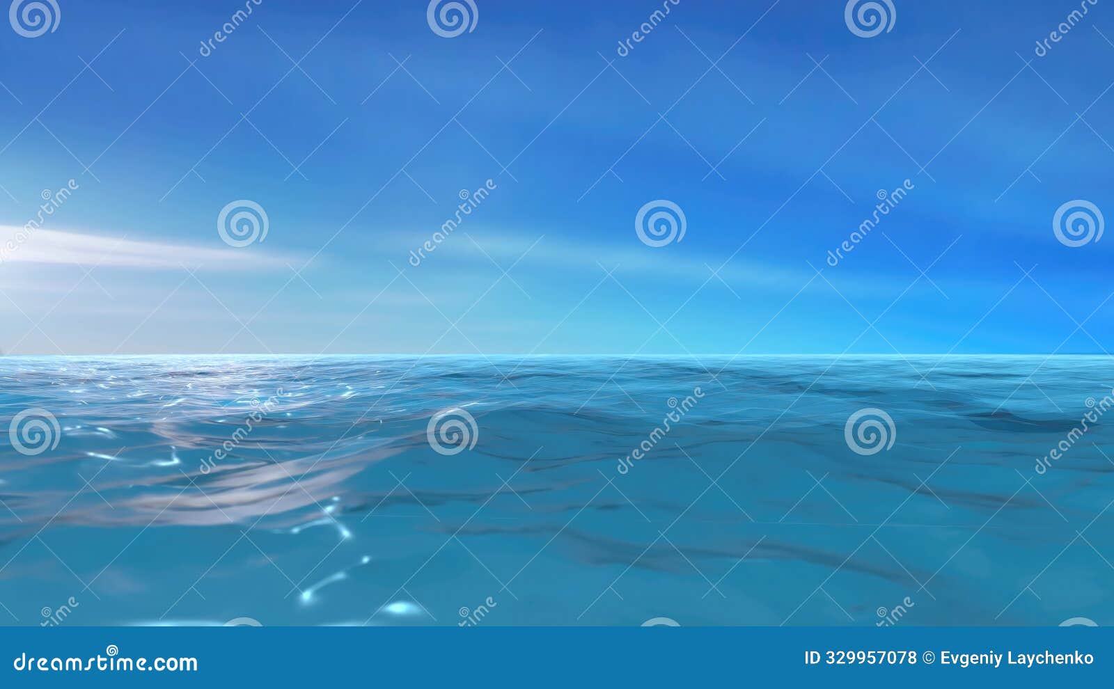 Landscape of Winding Animated Blue Ocean with Sky and Clouds Stock ...