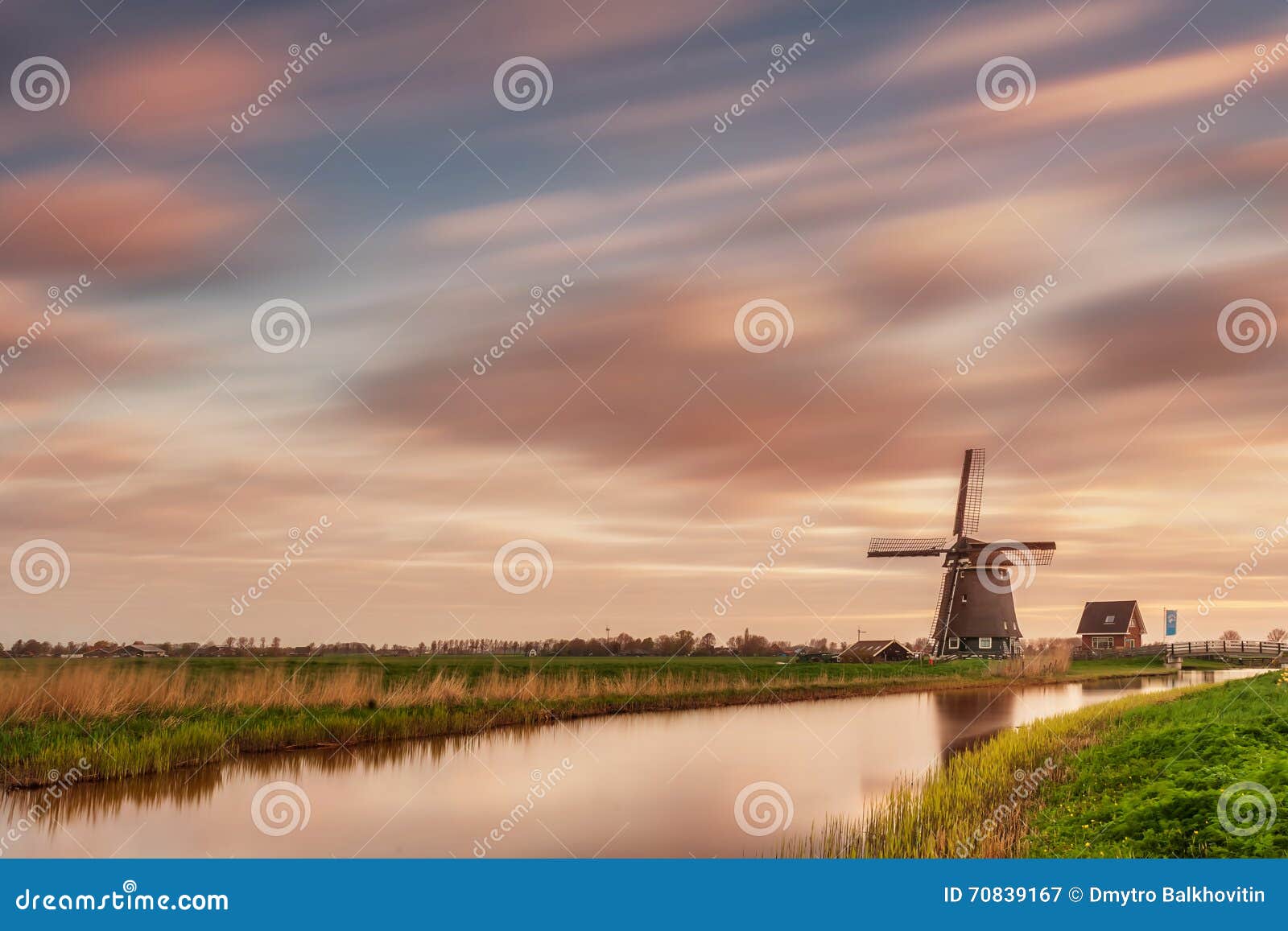 Landscape with Windmil stock image. Image of mills, blur - 70839167