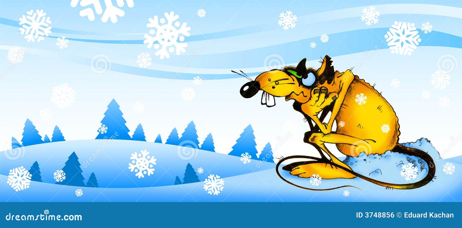 Landscape with yellow rat stock illustration. Illustration of mouse ...