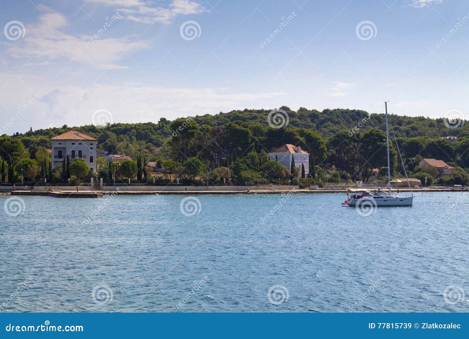 Zlarin Island And Saint Nikola Fortres In Sibenik Bay Entrance Stock ...