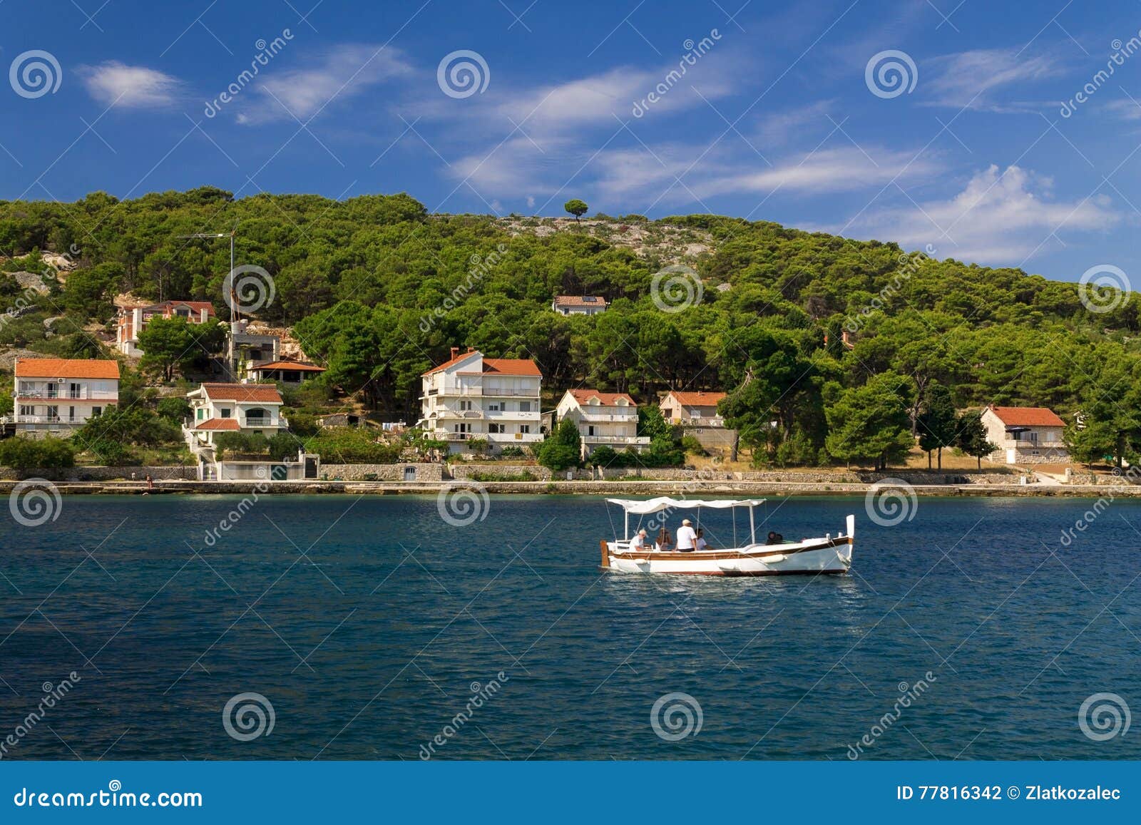 Zlarin Island And Saint Nikola Fortres In Sibenik Bay Entrance Stock ...