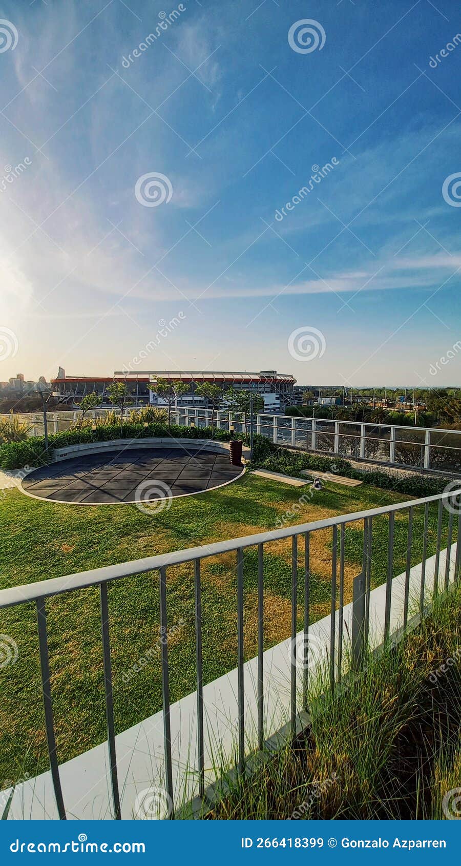 Landscaped Terrace, View of the Stadium, Overlooking the City Stock ...