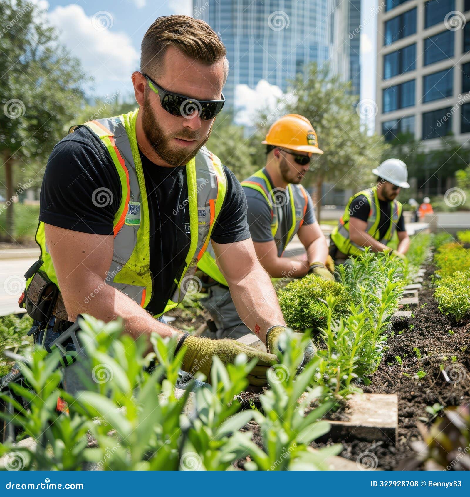 Landscapers and Construction Workers Collaborate on Urban Greenery ...