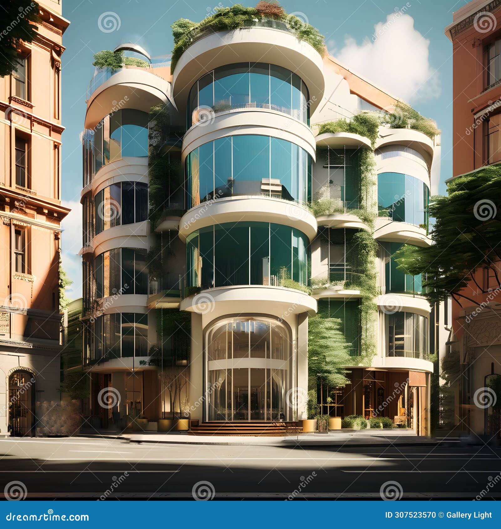 Landscapes Vintage Building Design Stock Illustration - Illustration of ...