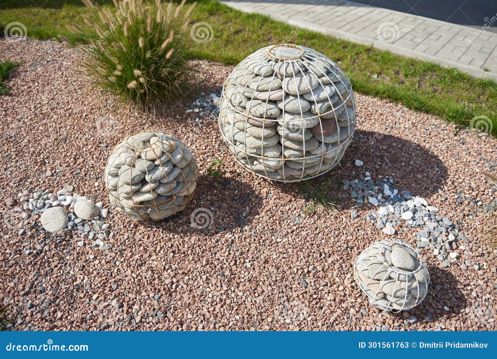 Landscaping Decoration Made of Ball-shaped from Pebble Stone Stock ...