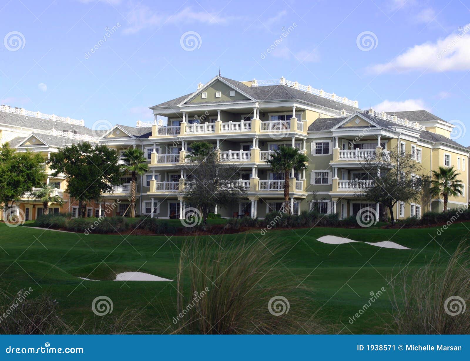 Landscaping at Golf Resort Hotel Stock Image - Image of dwelling, palms ...