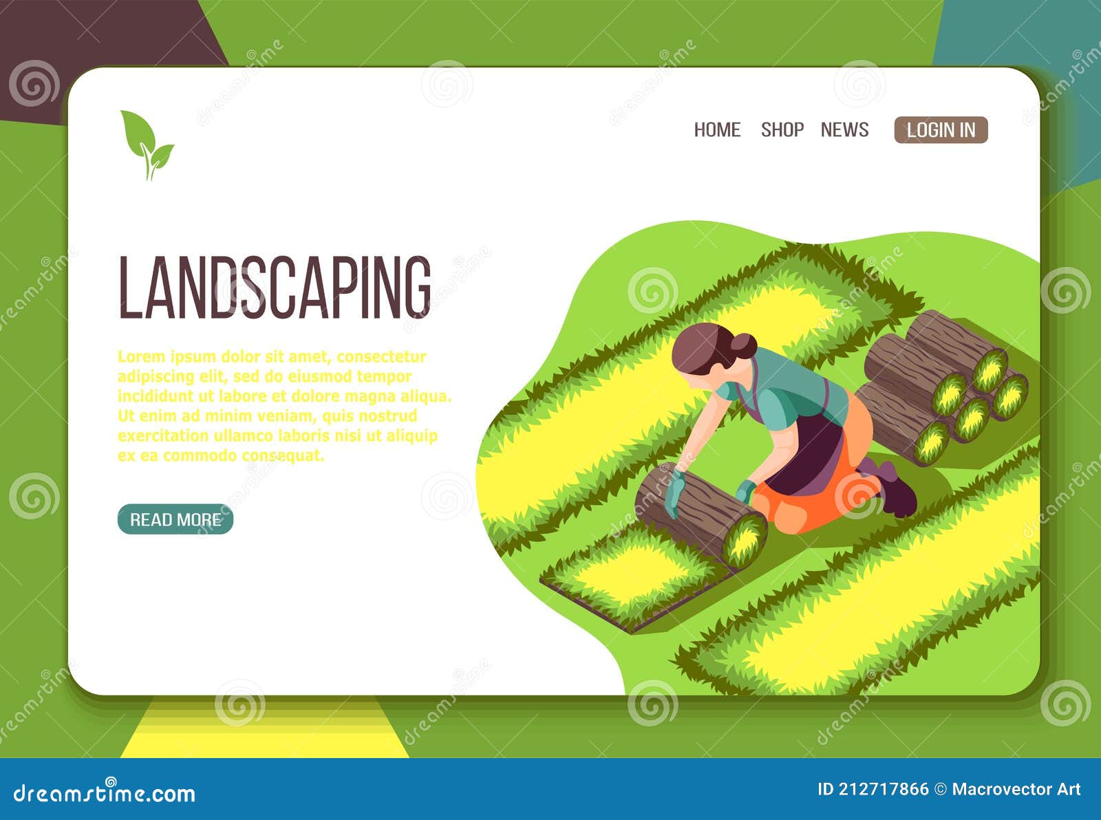 Landscaping Isometric Web Landing Page Stock Vector - Illustration of ...