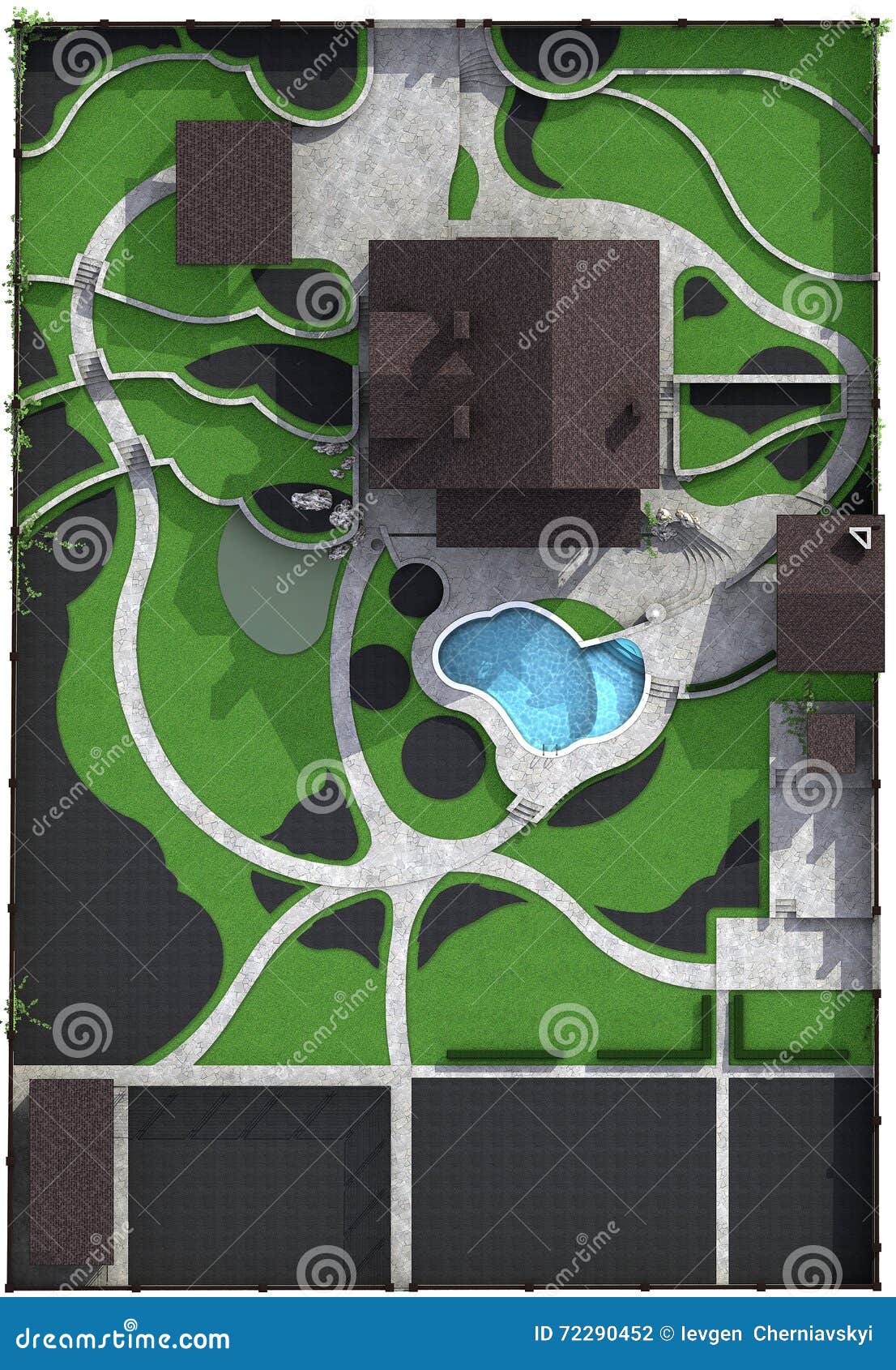 Landscaping Site Development Plan, 2D Sketch Royalty-Free Stock Image ...