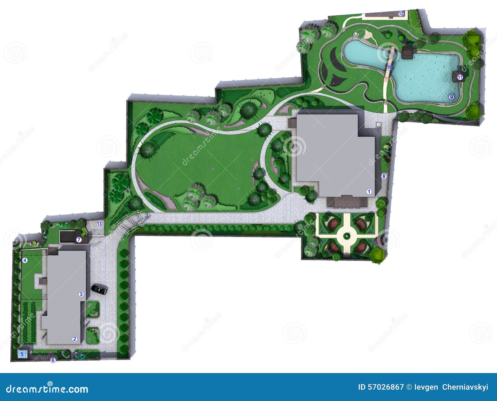 Landscaping Master Plan, 2D Sketch Stock Illustration - Illustration of ...