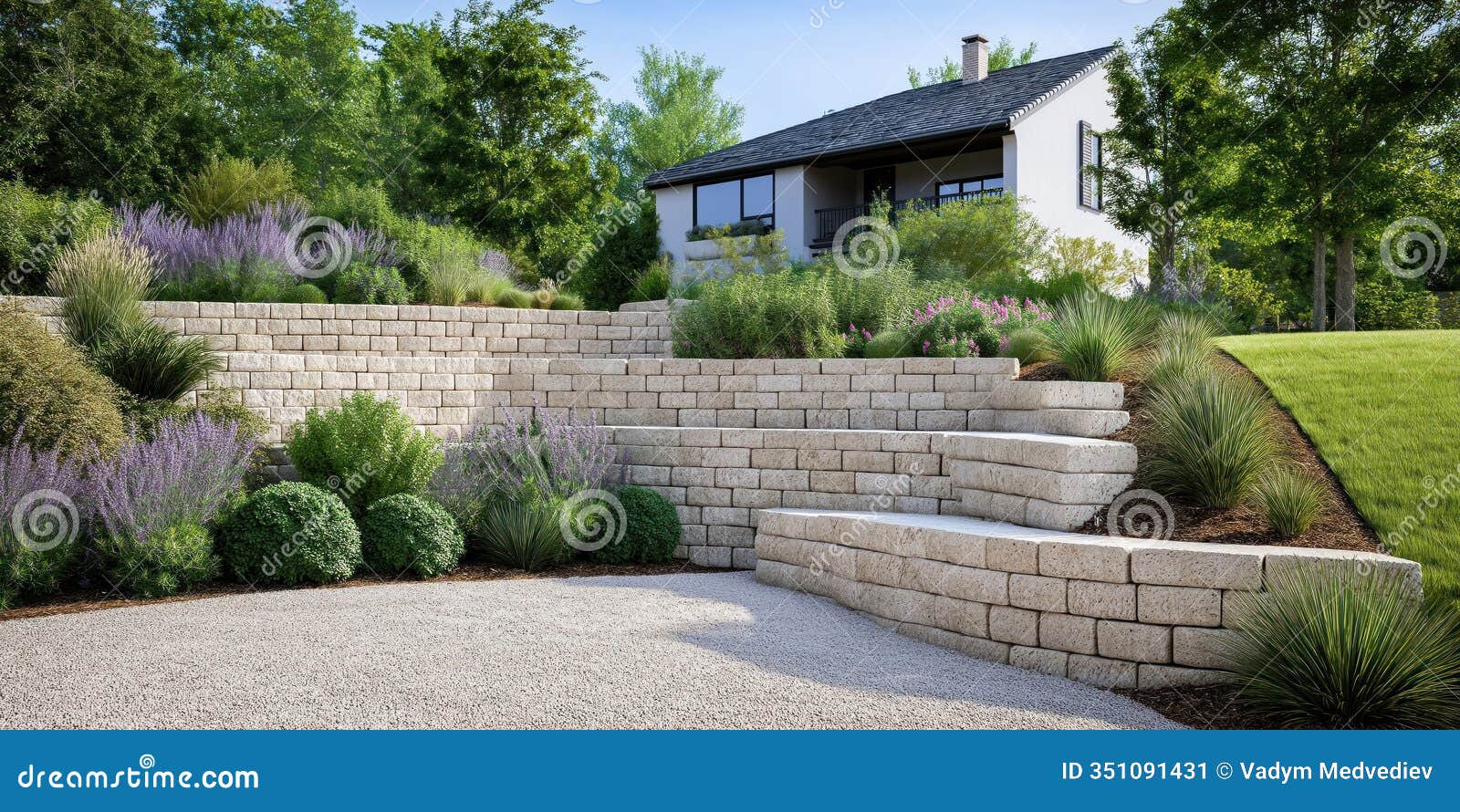 Landscaping Project Shows New Retaining Wall with Interlocking Blocks ... Landscaping Project Shows New Retaining Wall with Interlocking Blocks ...