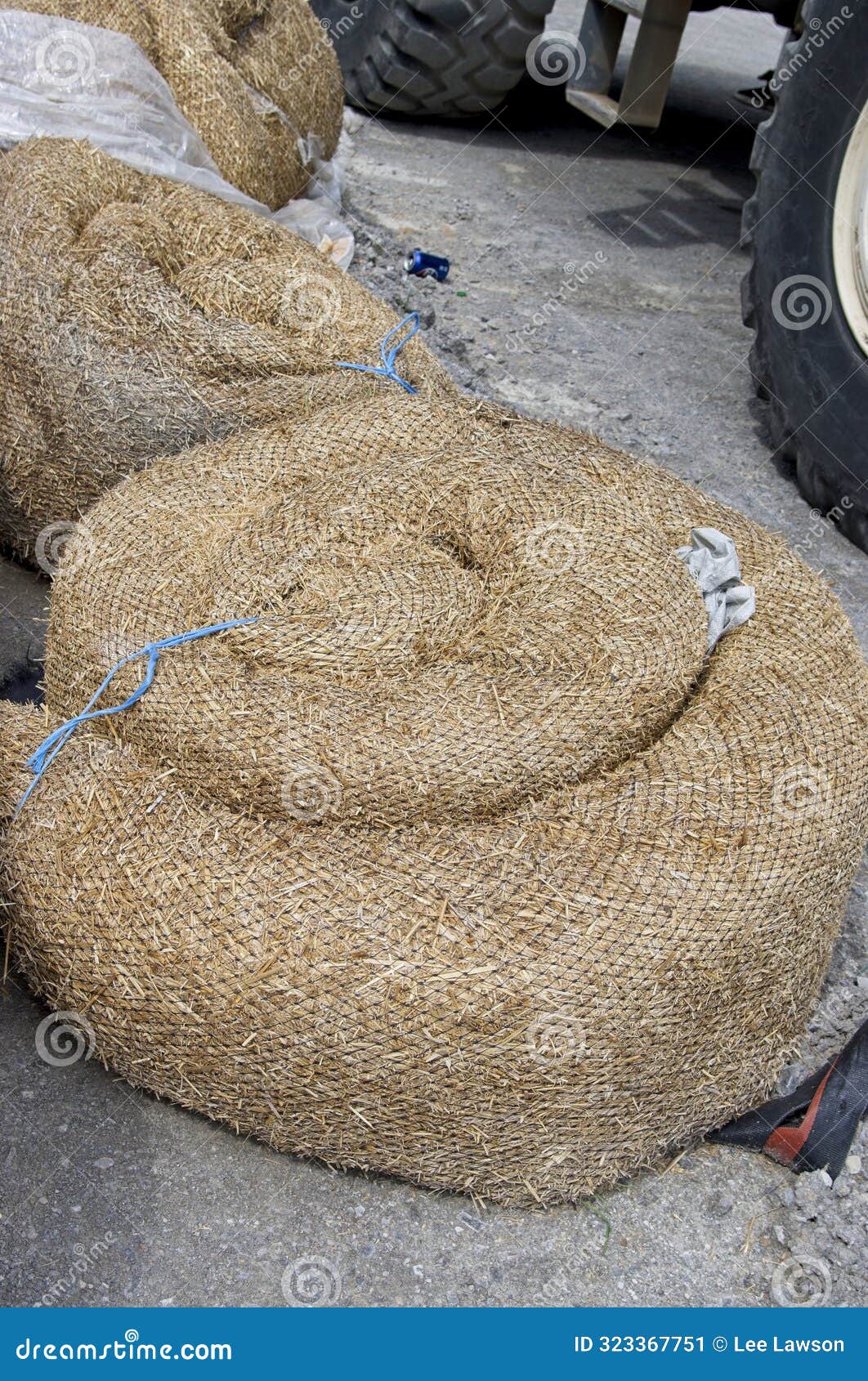 Landscaping Rolls of Straw and Grass Seed Stock Image - Image of ...