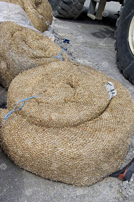 Landscaping Rolls of Straw and Grass Seed Stock Image - Image of ...