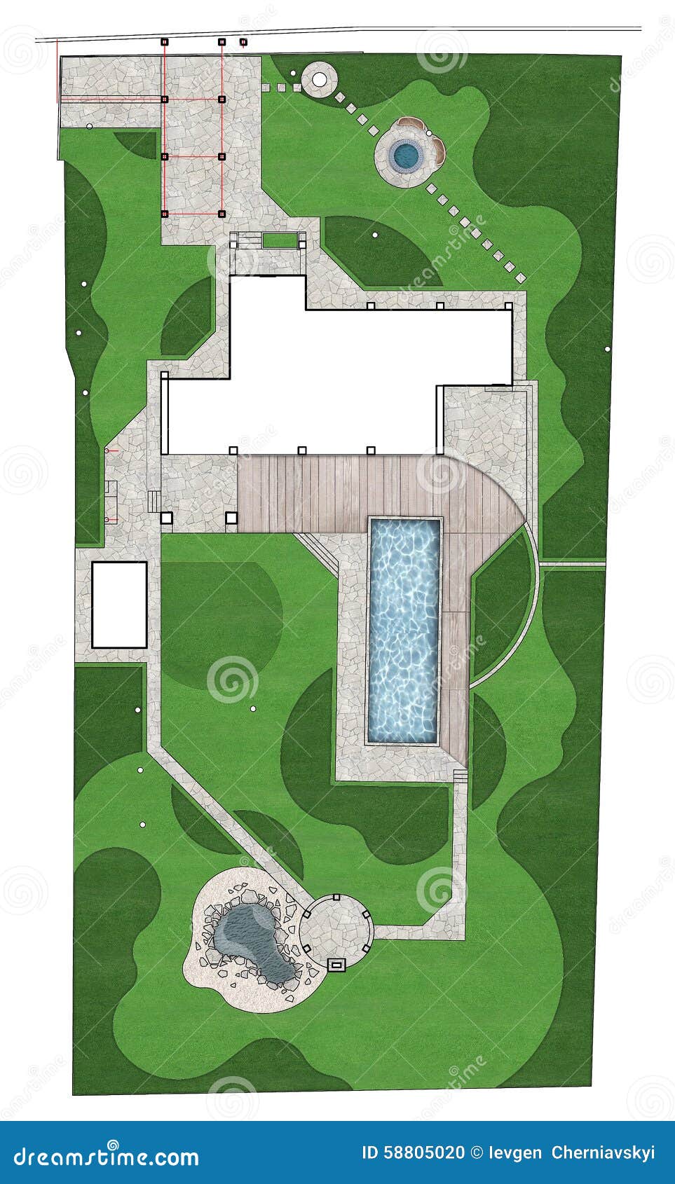 Landscaping Site Development Plan, 2D Sketch Royalty-Free Stock Image ...