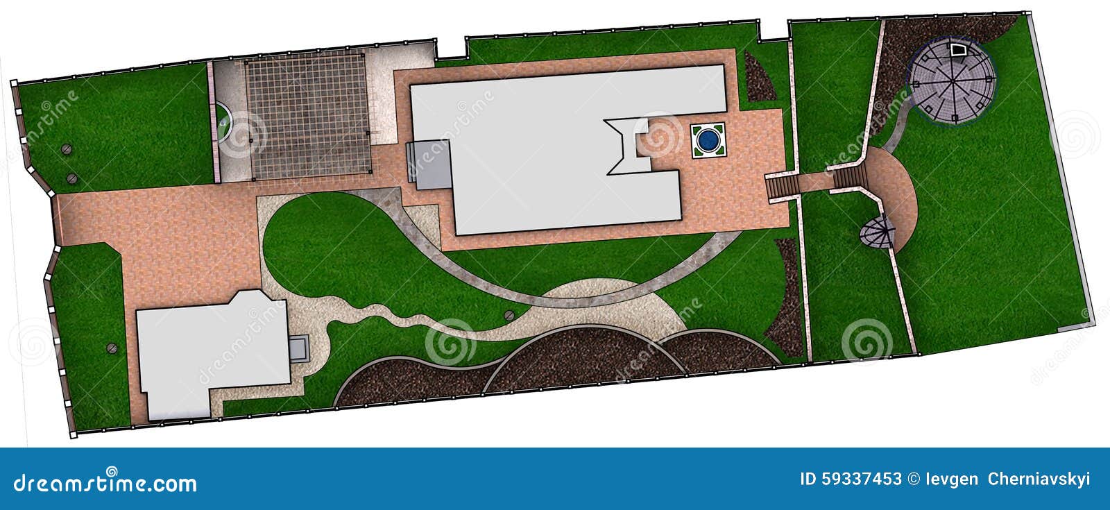 Landscaping Site Development Plan, 3D Render Stock Illustration ...