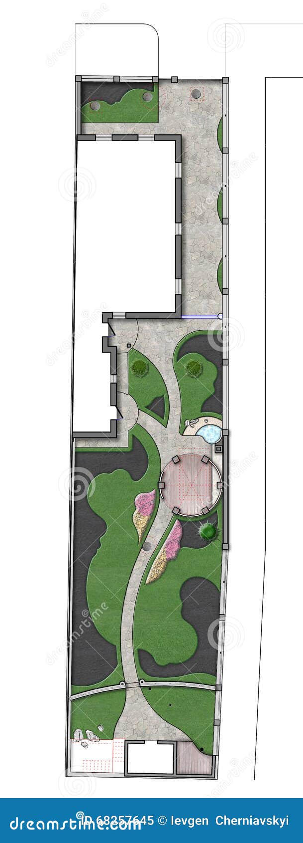 Landscaping Site Development Plan, 2D Sketch Stock Illustration ...