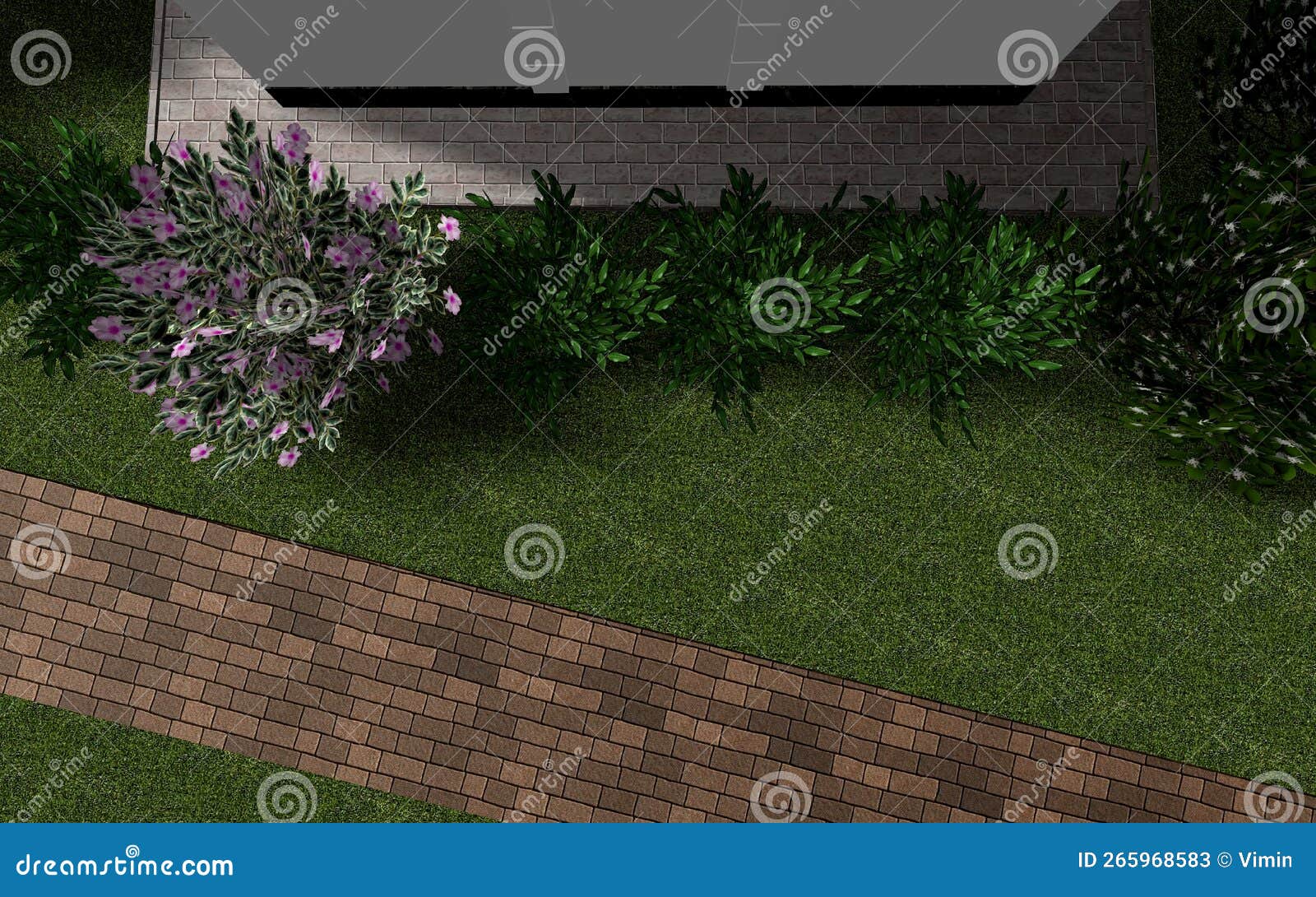 Small Garden Design. Landscape Composition of Plants, Lawn and Paths ...