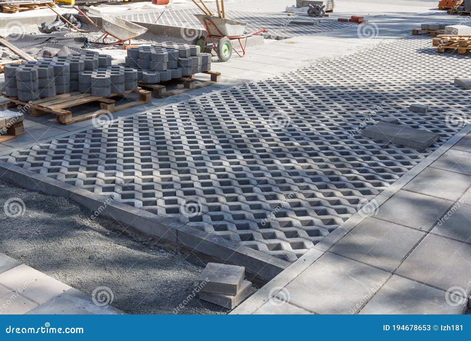 Grey Stone Block Paving stock image. Image of structure - 194678653
