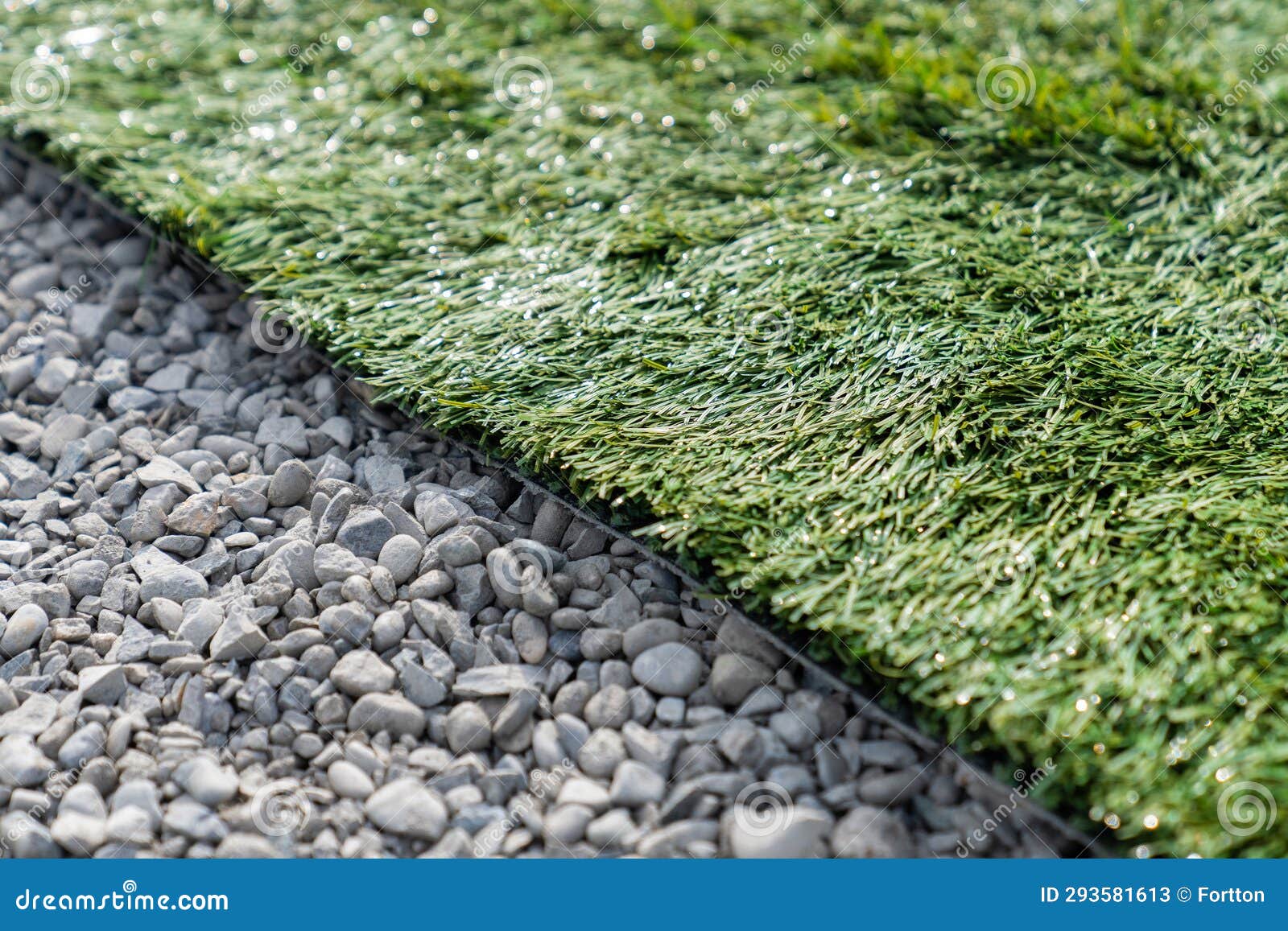 Landscaping of the Yard with Artificial Turf Stock Image - Image of ...