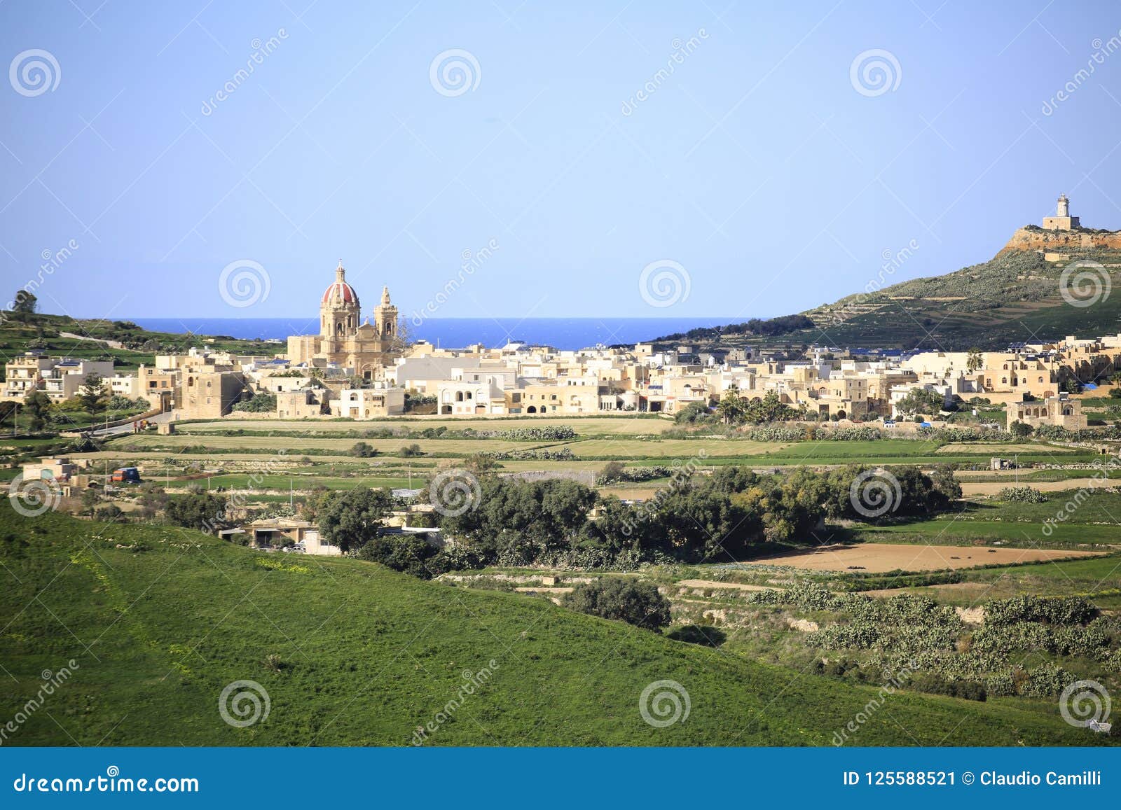 Landschaft Von Gozo Insel in Malta Stockbild - Bild von landwirtschaft ...