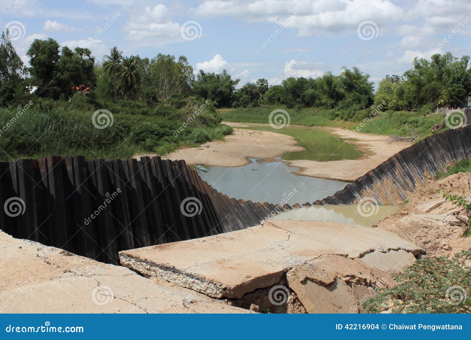 Landslide and bank erosion stock photo. Image of broken - 42216904