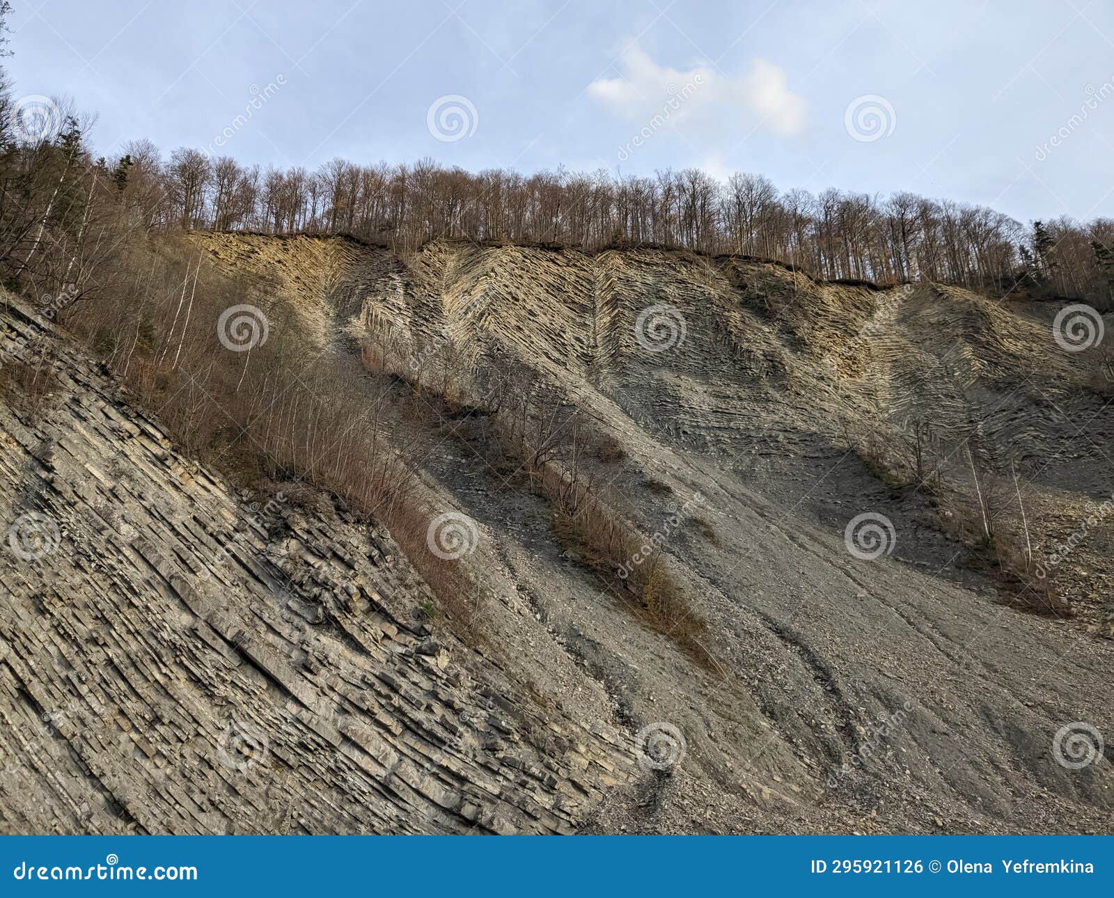 Landslide, Collapse of a Mountain with Trees on the Ridge. Stock Photo ...