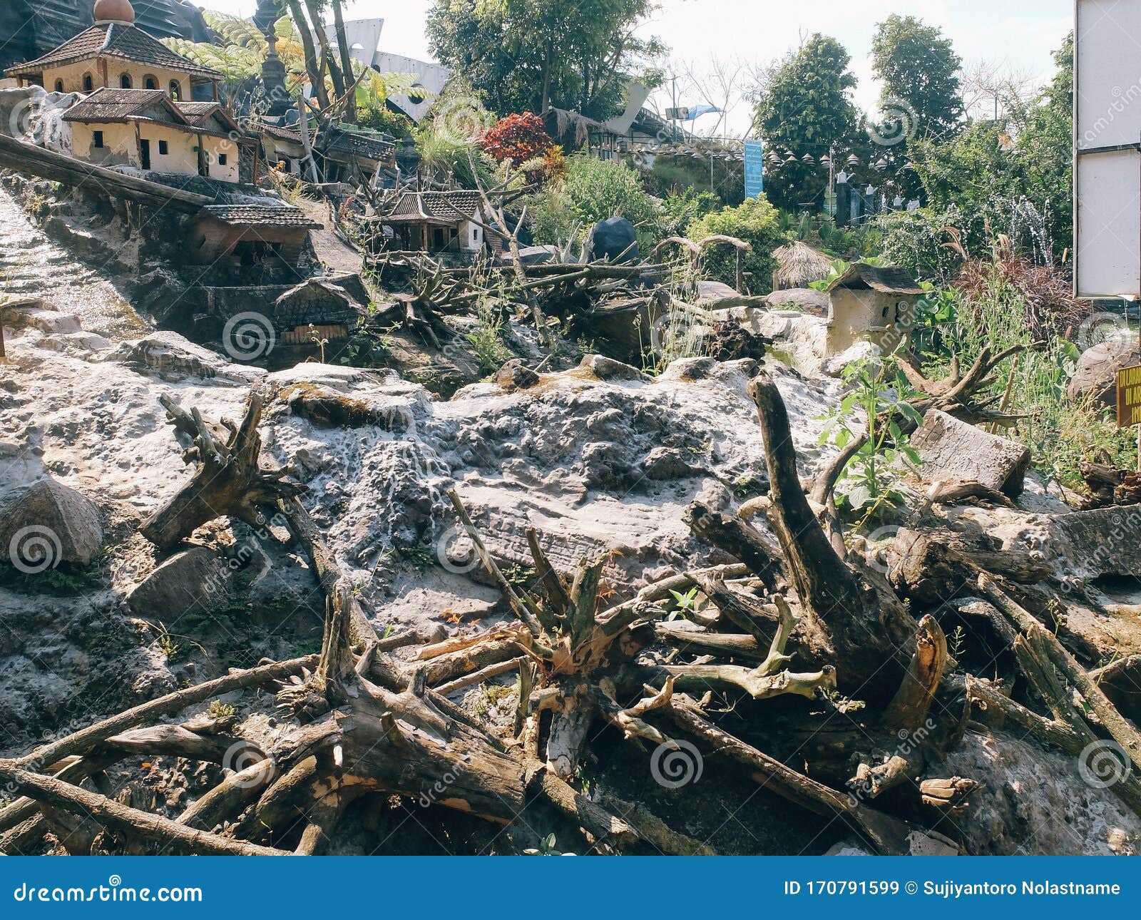 Landslide and Flood Diorama on a Park Editorial Stock Image - Image of ...