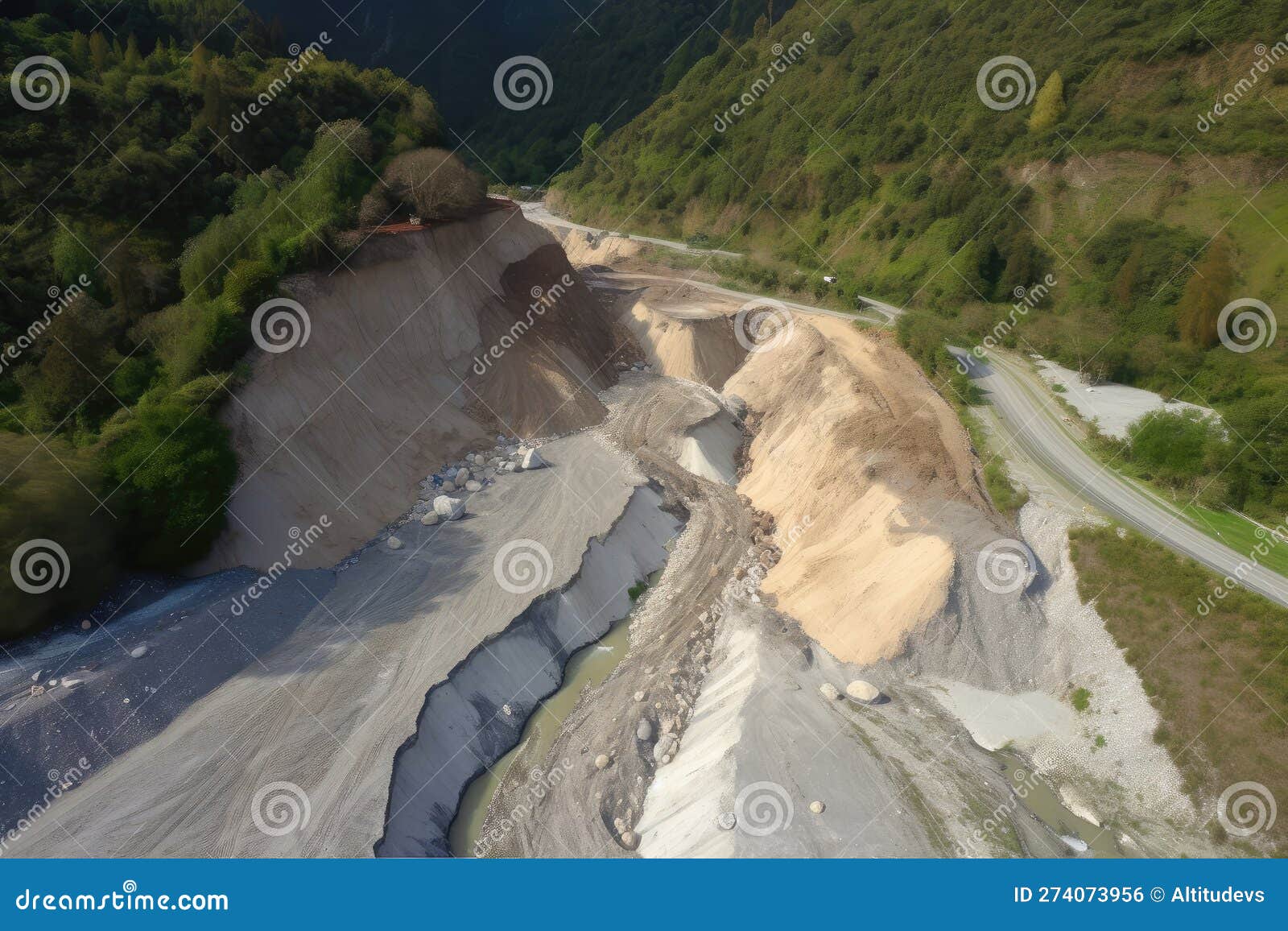 A Landslide that Has Blocked a River, Creating a Temporary Dam Stock ...