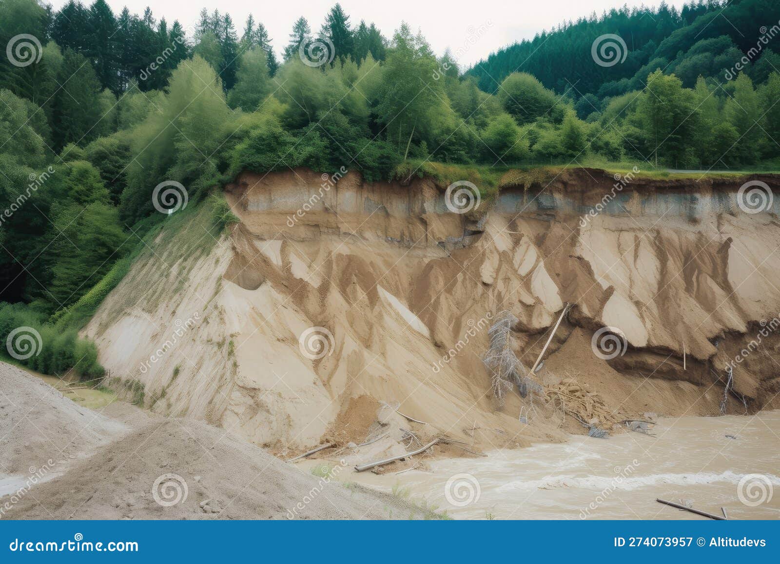 A Landslide that Has Blocked a River, Creating a Temporary Dam Stock ...