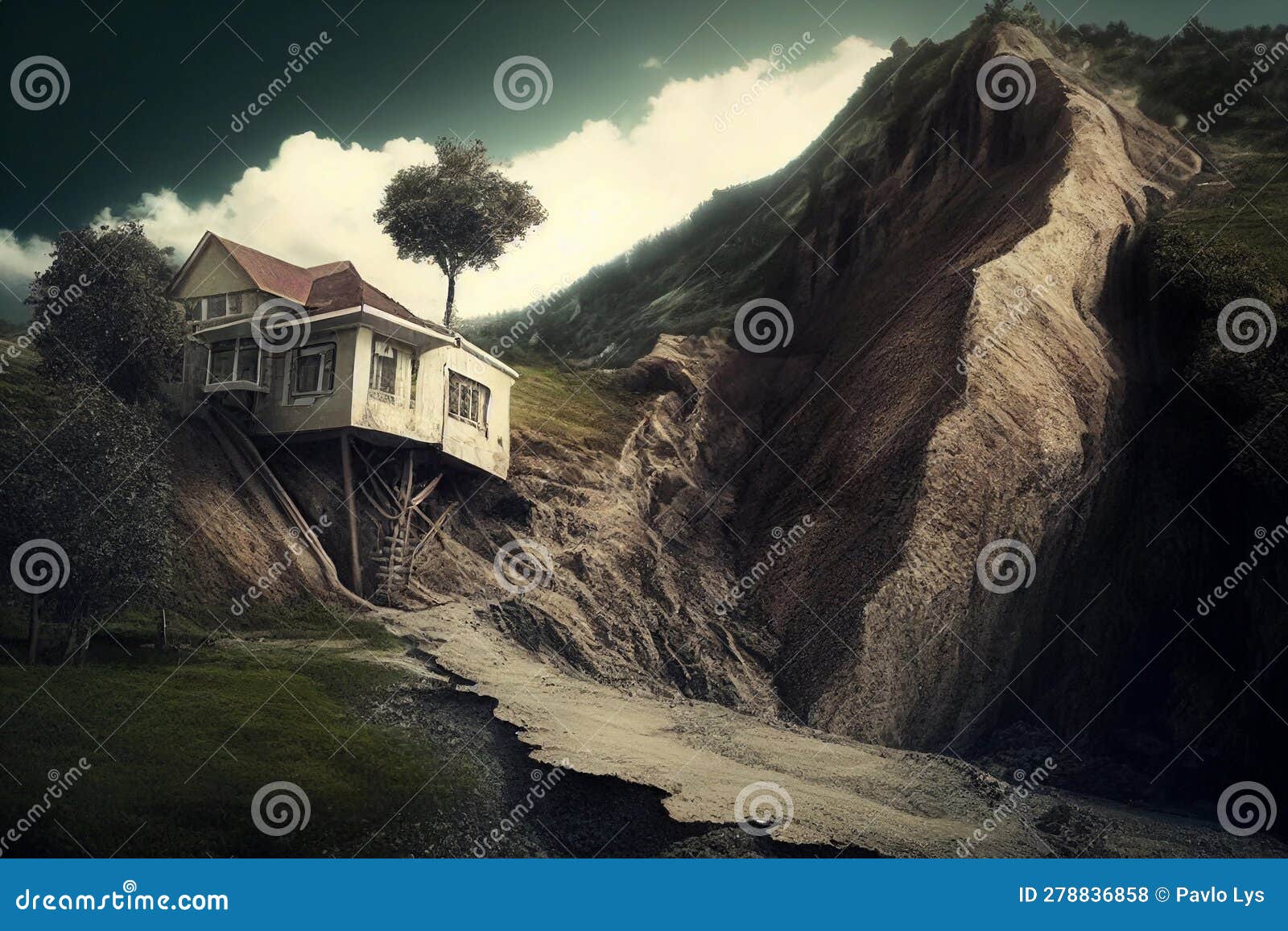 Landslide is a Natural Disaster. AI Generated Stock Illustration ...