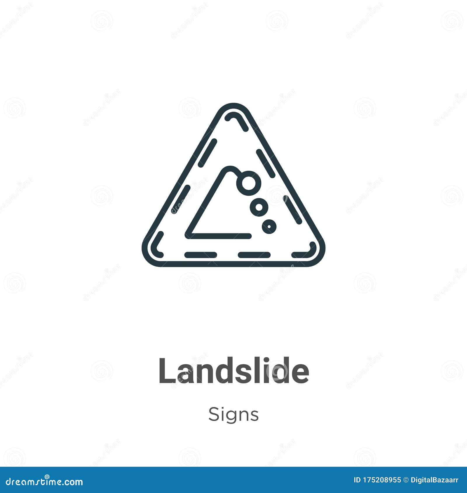 Landslide Outline Vector Icon. Thin Line Black Landslide Icon, Flat ...