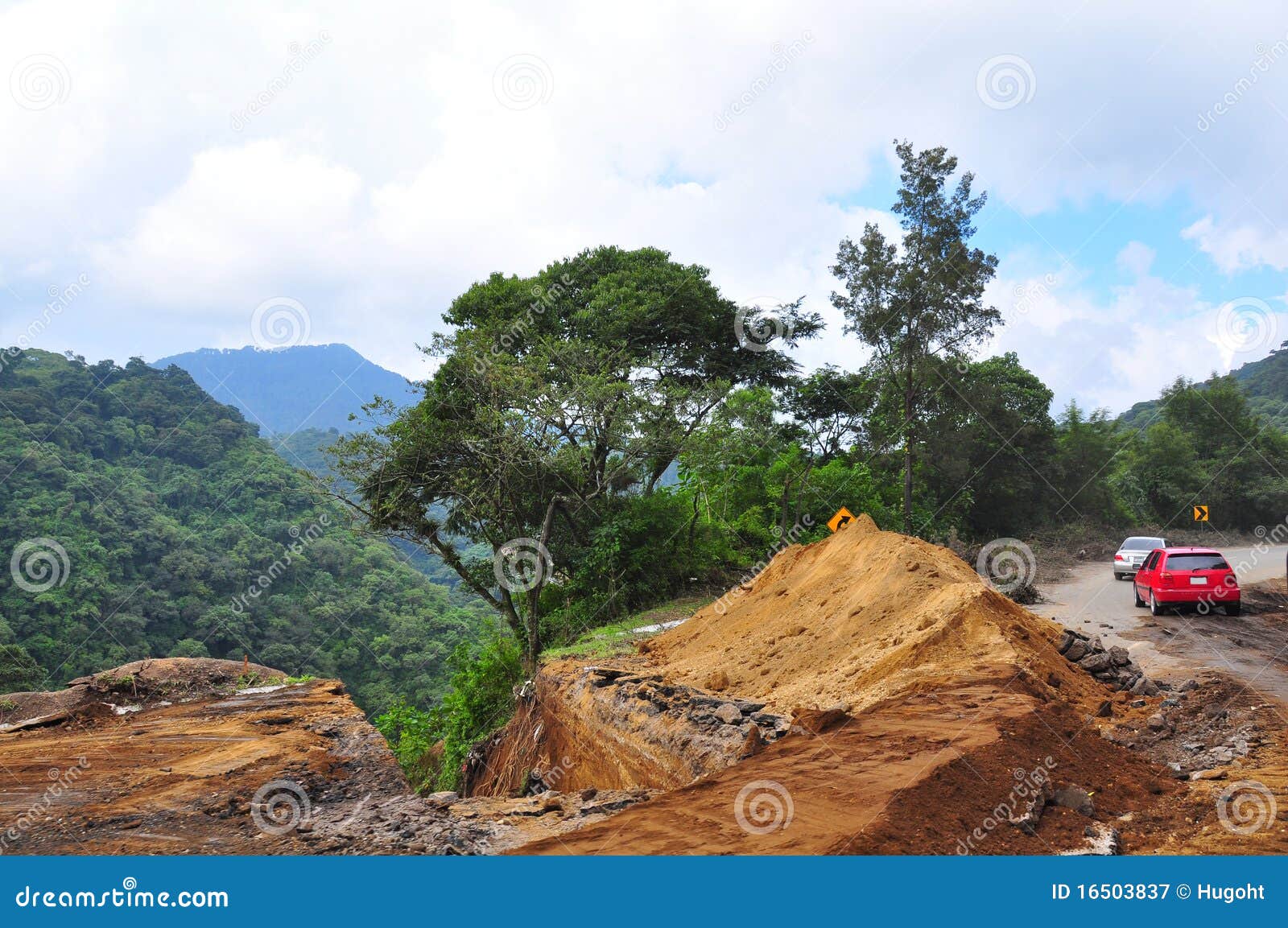 Landslide Road Block, Guatemala Stock Image - Image of geological, mass ...