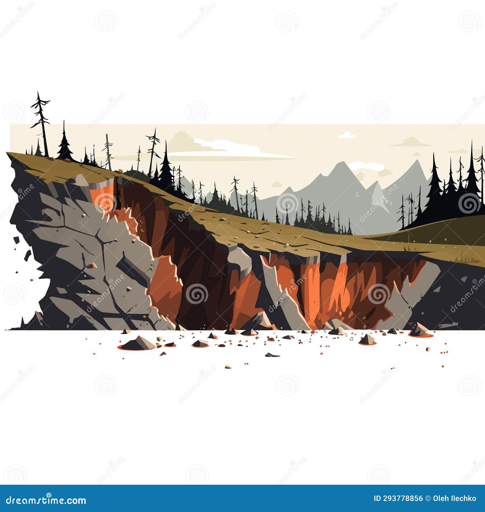 Landslide Set Vector Flat Minimalistic Isolated Illustration Stock ...