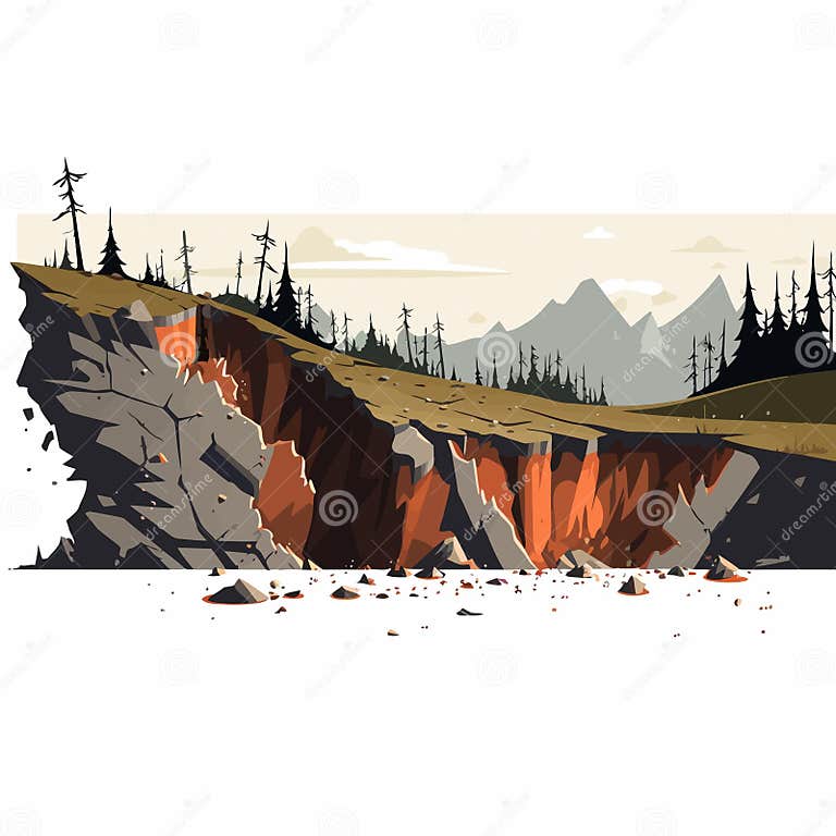 Landslide Set Vector Flat Minimalistic Isolated Illustration Stock ...