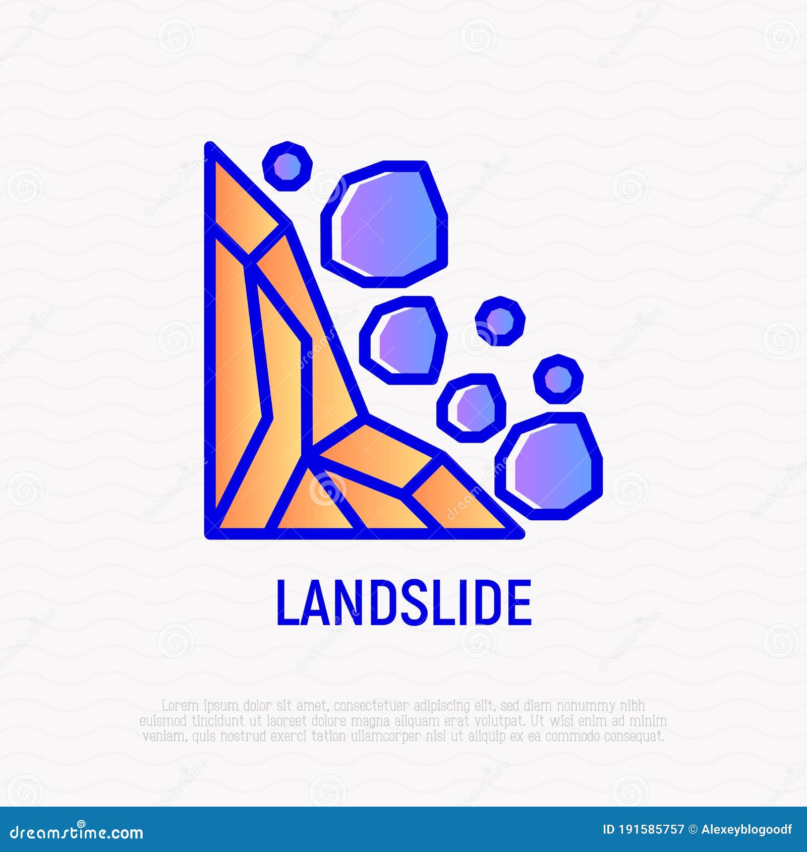 Landslide Thin Line Icon: Stones are Falling from Mountain. Modern ...