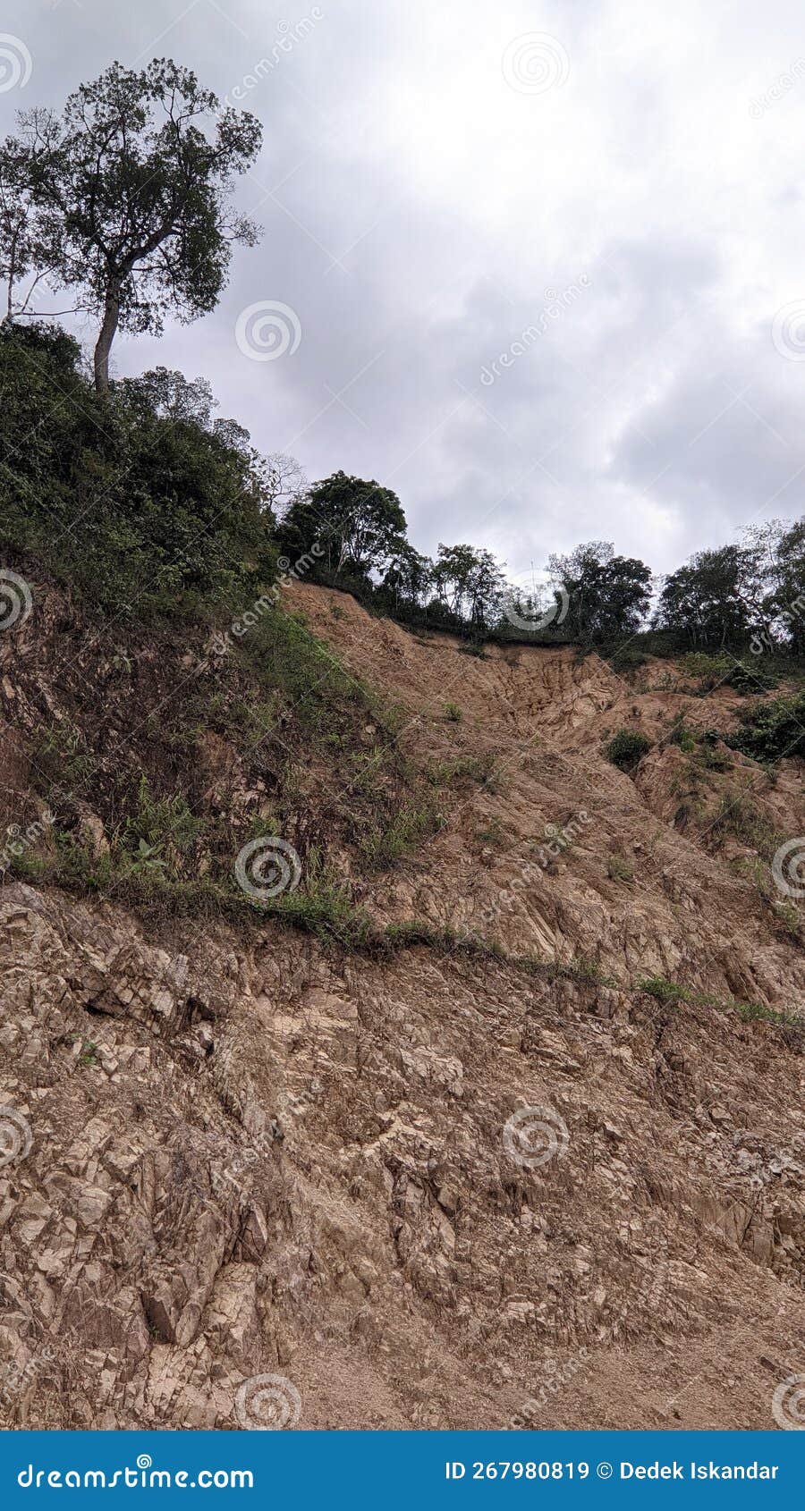 Landslide In The Village. Rocks And Ground Are Destroyed. Sunny Weather ...