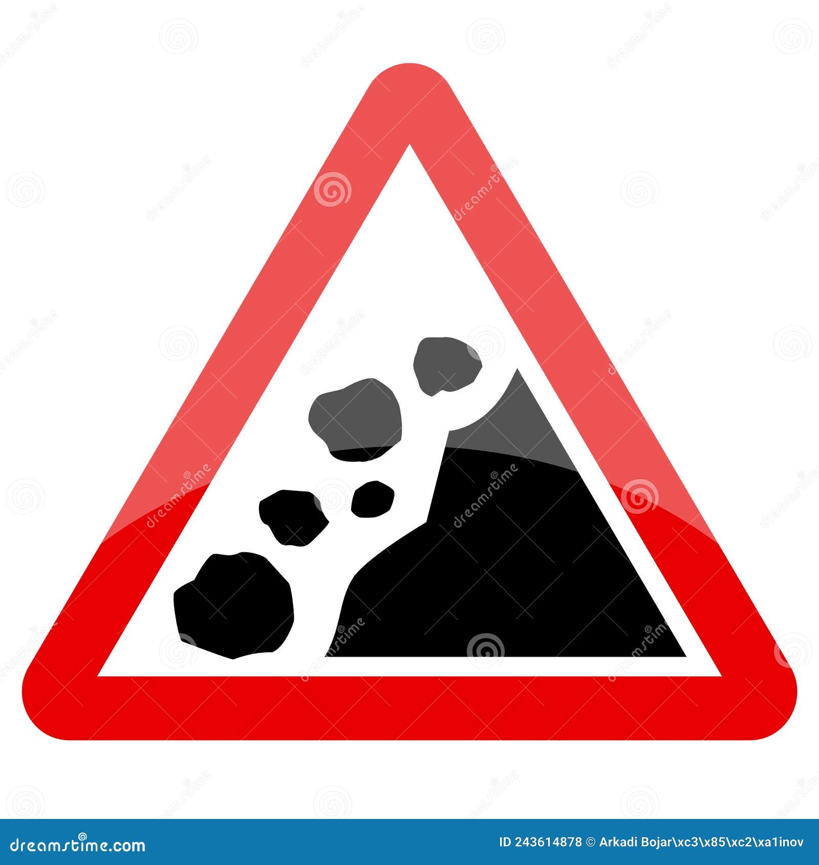 Landslide Hazard Sign, Yellow Warning Symbol Cartoon Vector ...
