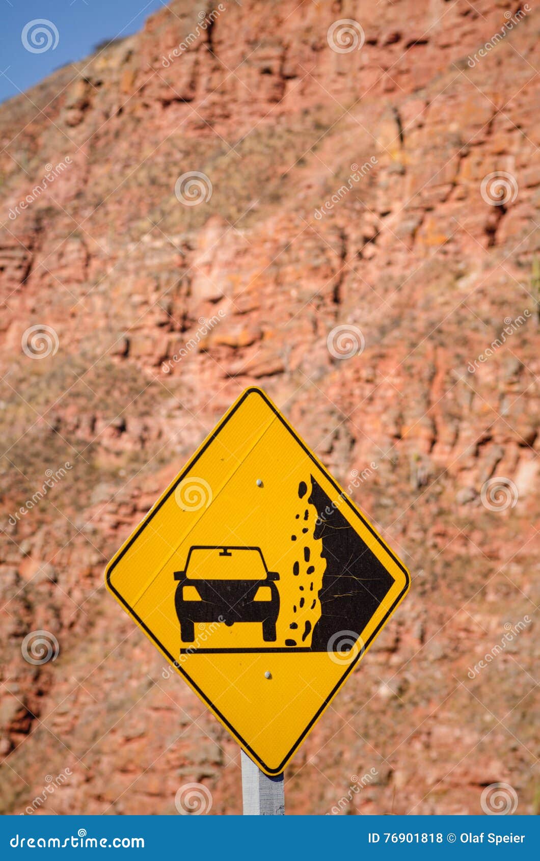 Landslide warning stock photo. Image of feature, stone - 76901818