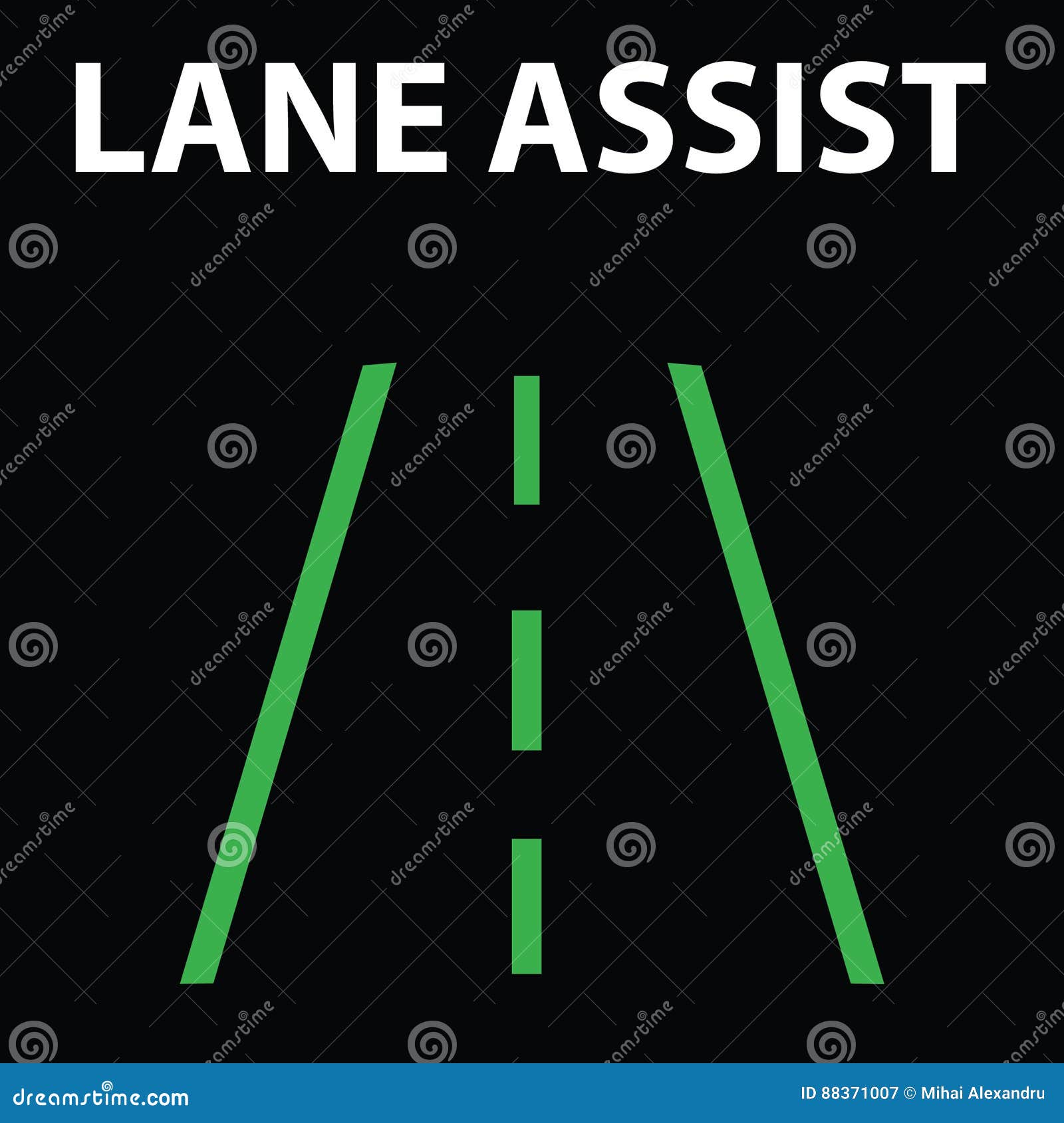 Lane Assist Icon In Car Dashboard. Warning Dashboard Sign/light. Vector ...