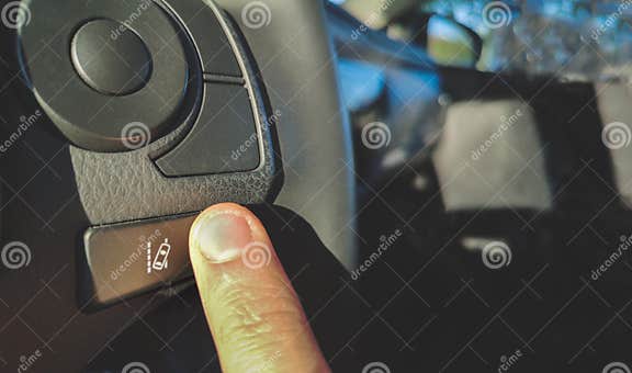 Lane Change Assist System Button on the Steering Wheel of Car Stock ...