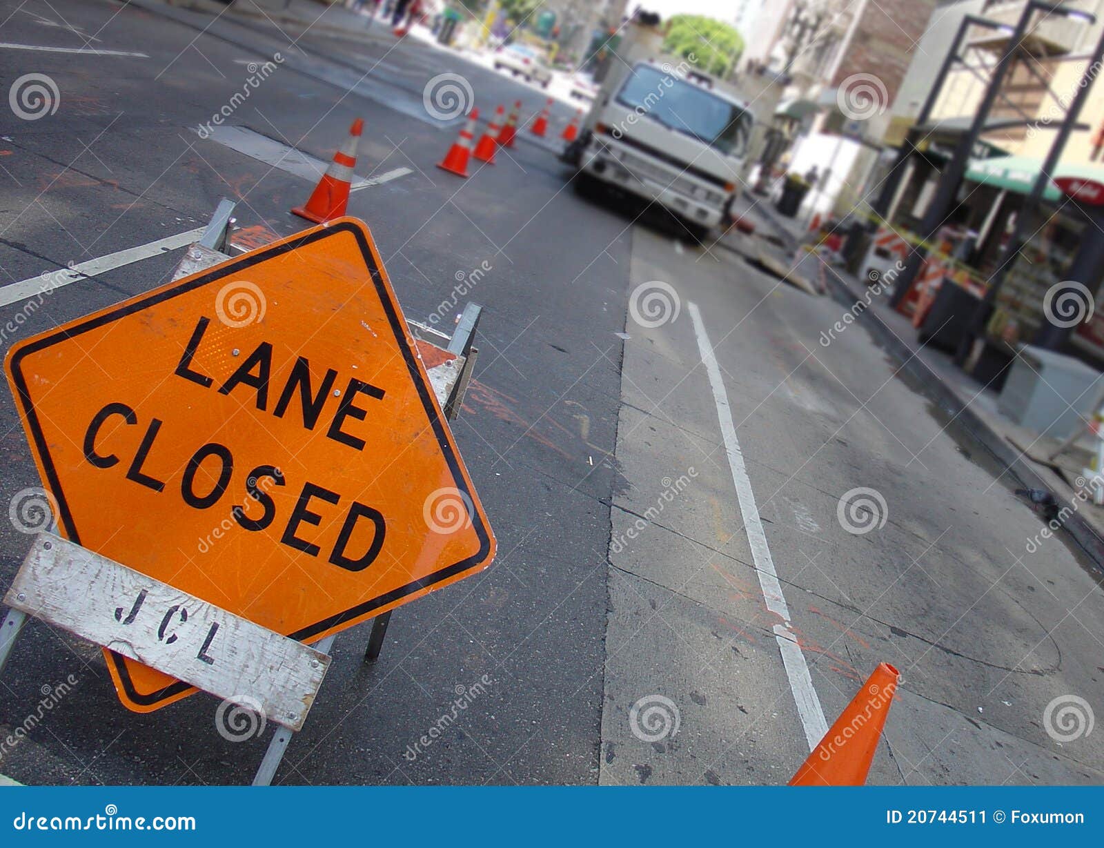 Lane Closed stock image. Image of roadwork, road, sign - 20744511