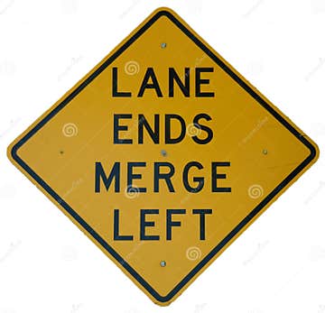Lane Ends Merge Left stock photo. Image of sign, left, metal - 199844