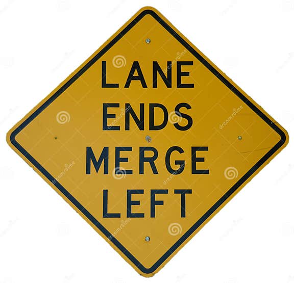 Lane Ends Merge Left stock photo. Image of sign, left, metal - 199844