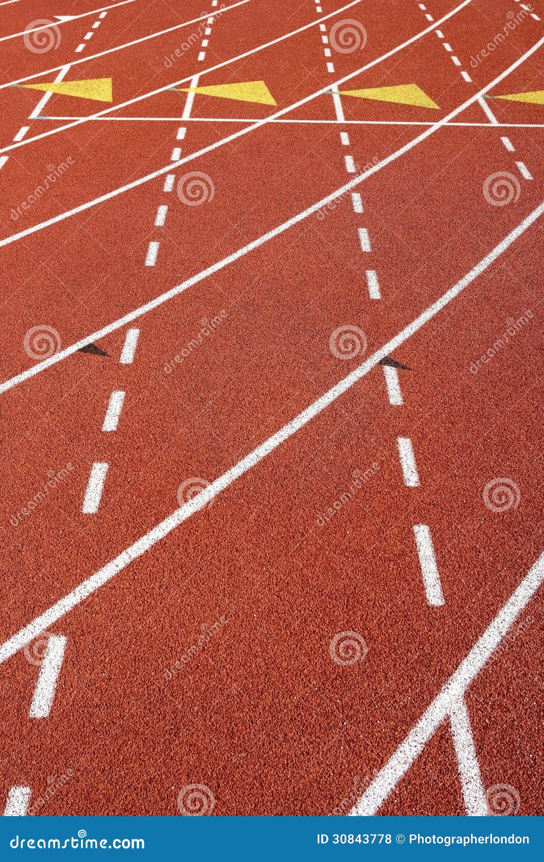 Lane Marks on Running Track Stock Photo - Image of orange, marker: 30843778