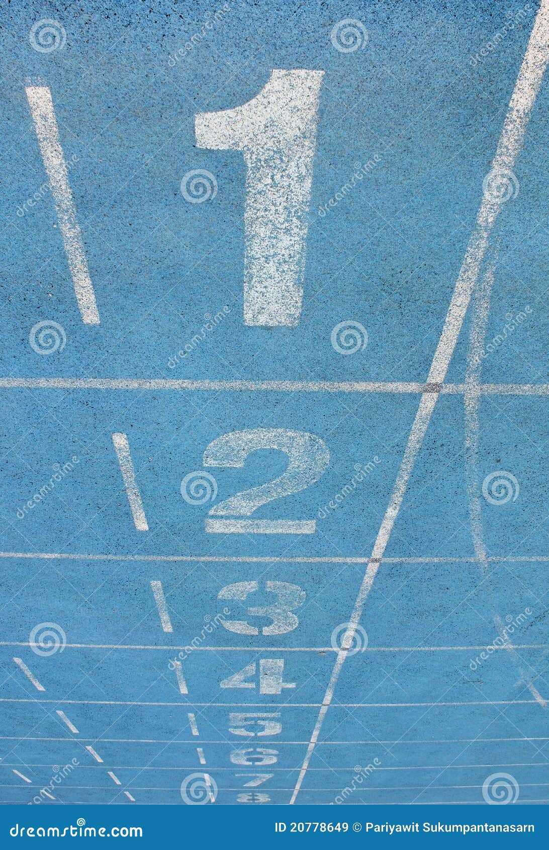 Lanes of a Blue Race Track of Numbers Stock Image - Image of surface ...