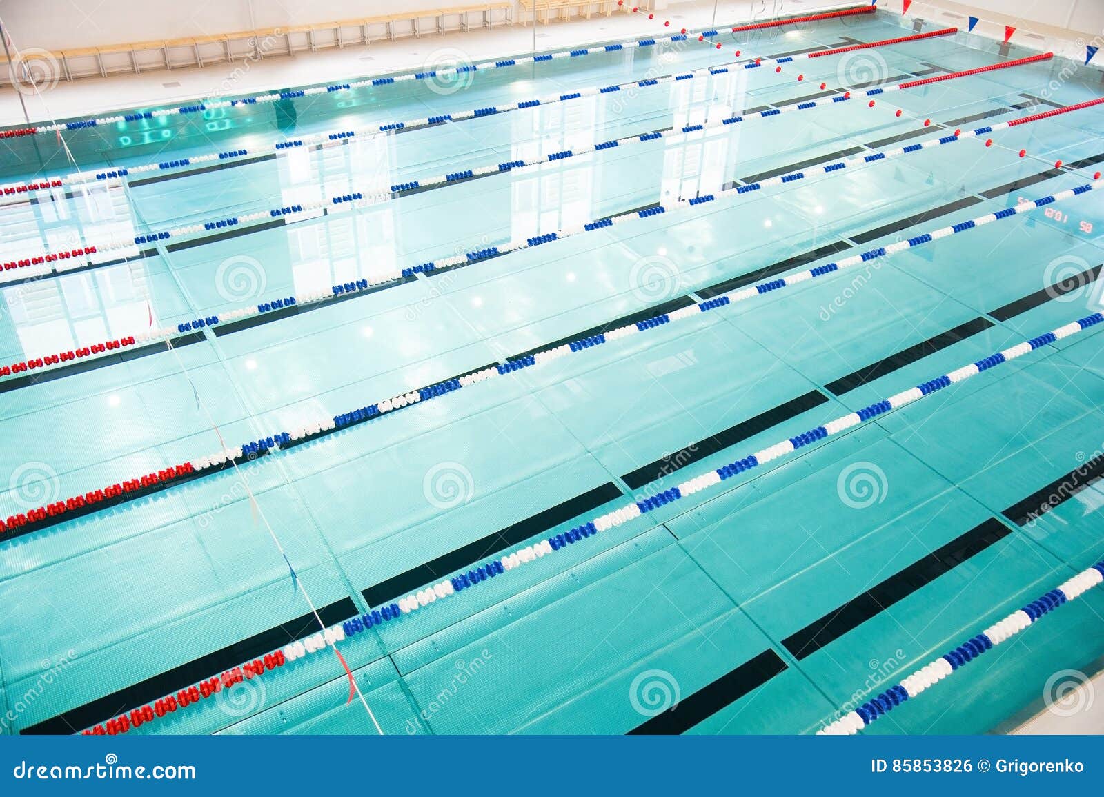 Lanes of a Competition Swimming Pool Stock Photo - Image of water ...