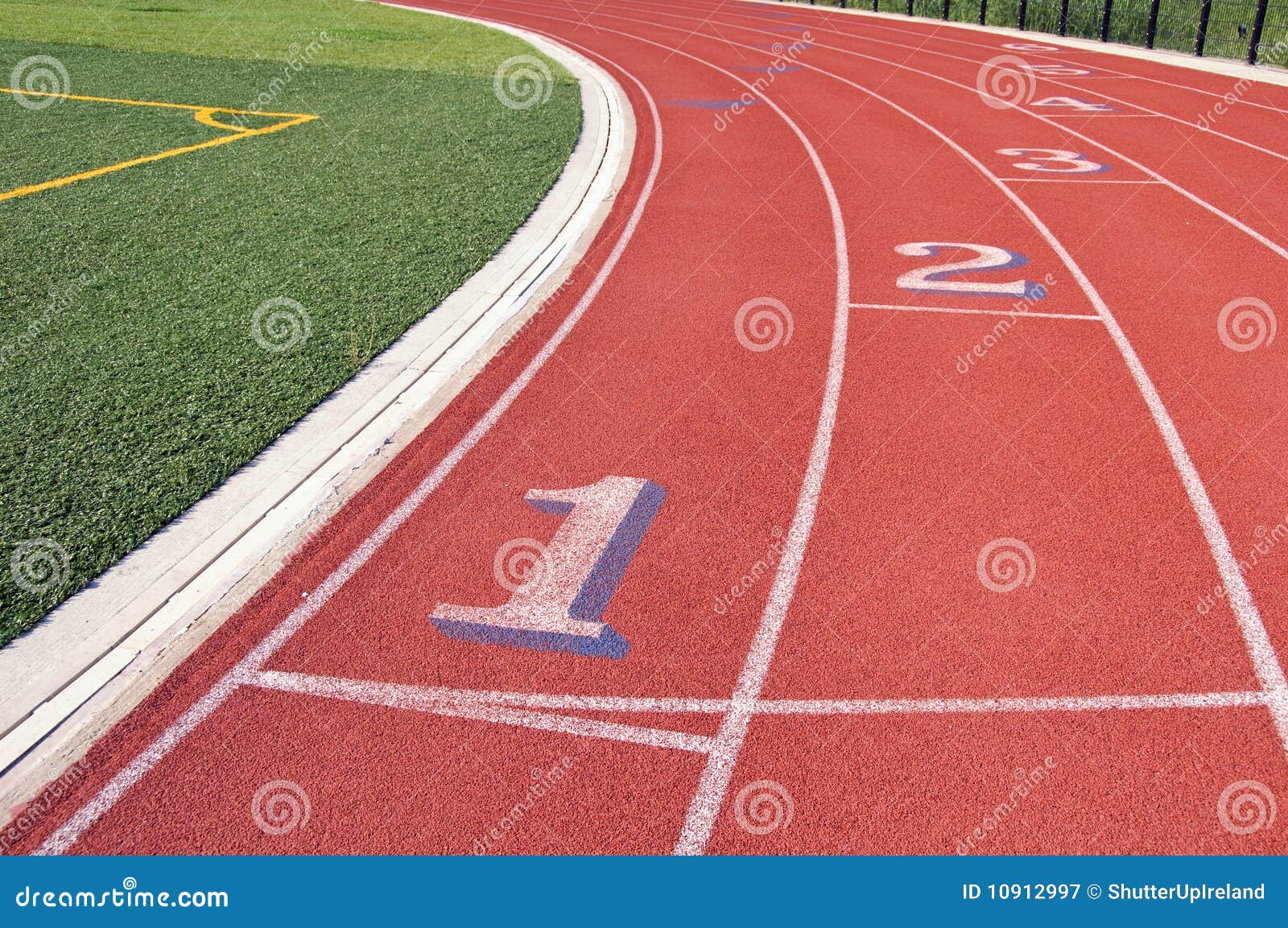 Lanes of a Red Race Track with Numbers Stock Image - Image of pattern ...