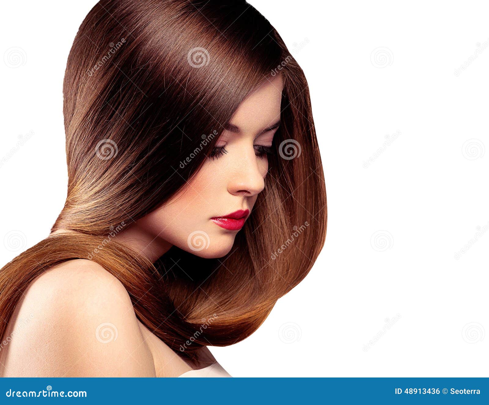 Lang haarmodel stock foto. Image of gezichts, besnoeiing - 48913436