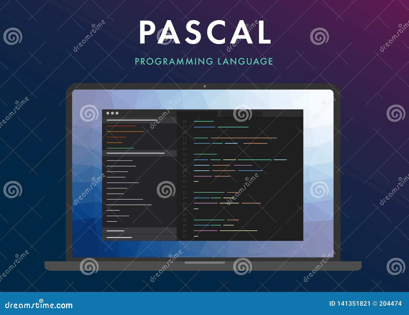 Langage De Programmation De Pascal Illustration de Vecteur - Illustration du portable, commande ...