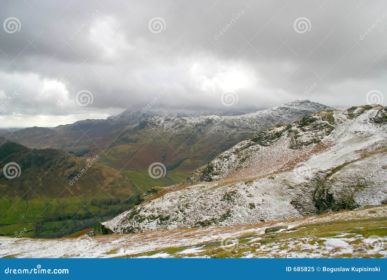 Langdale Valley in Cumbrian Mountains Stock Image - Image of lake ...